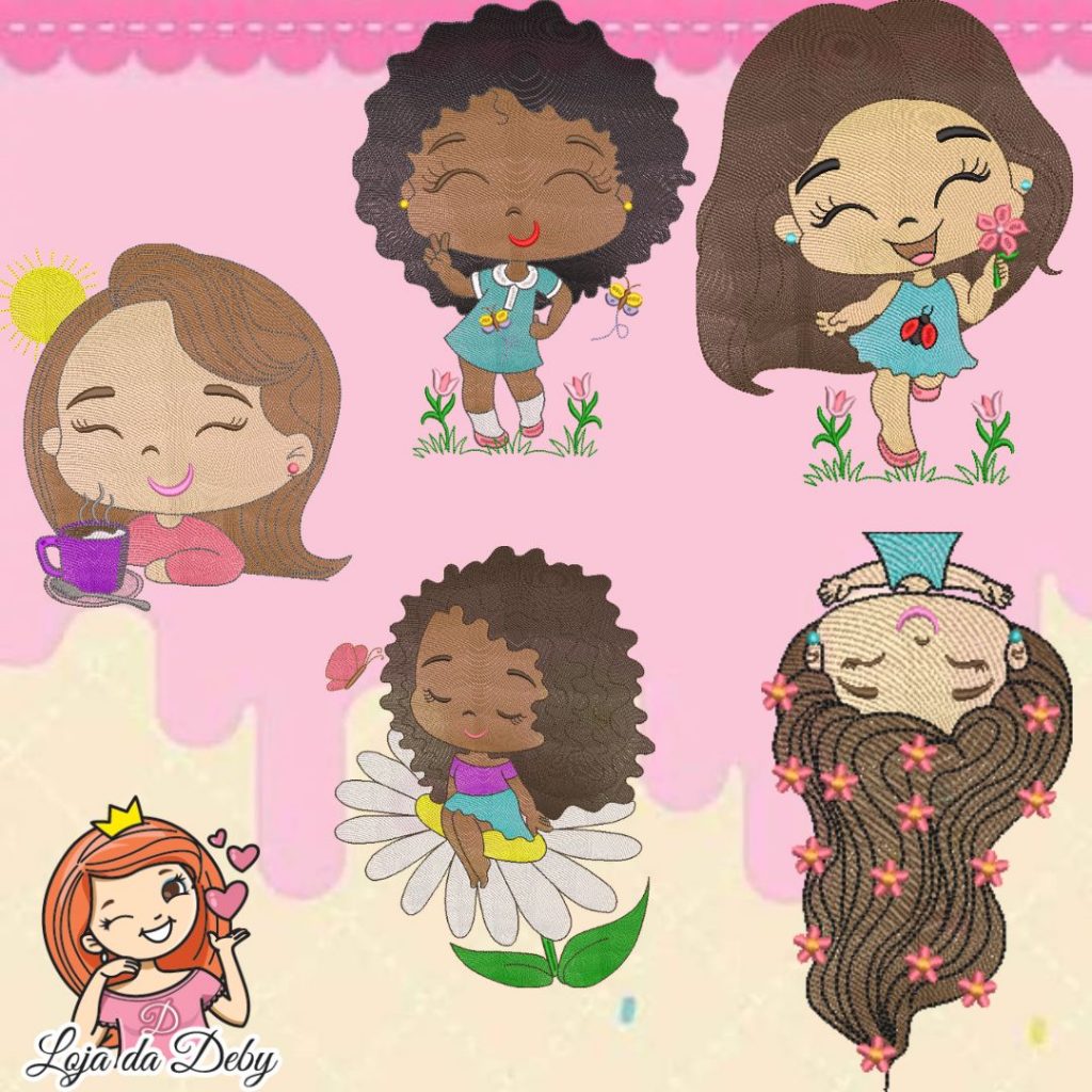Meninas Lindas - Loja da Deby-Matrizes de Bordados